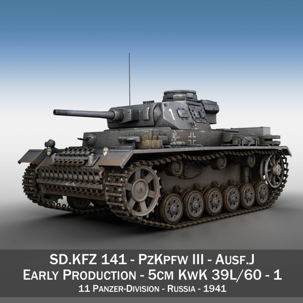 PzKpfw III - Panzer 3 - Ausf.J - 1K 3D Model - FlatPyramid
