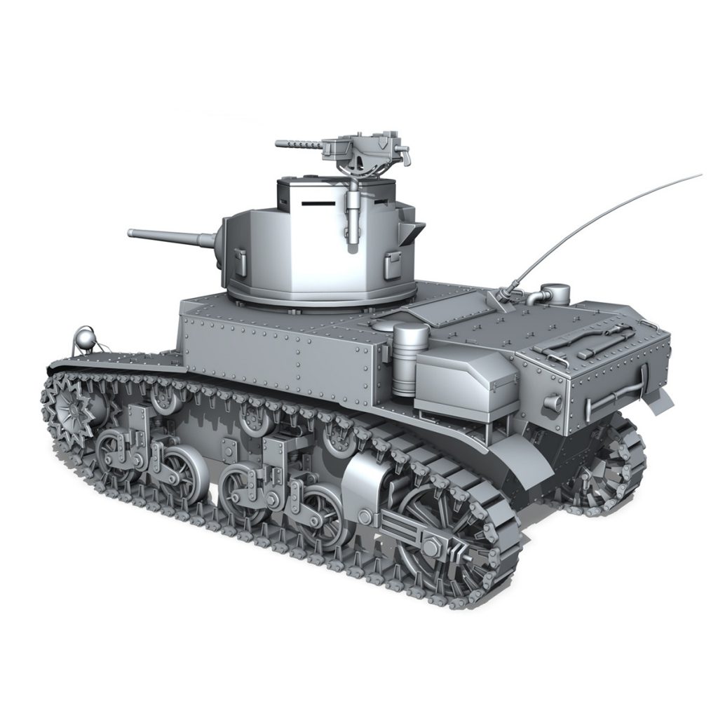 M3 Light Tank Stuart - Early Production 3D Model - FlatPyramid