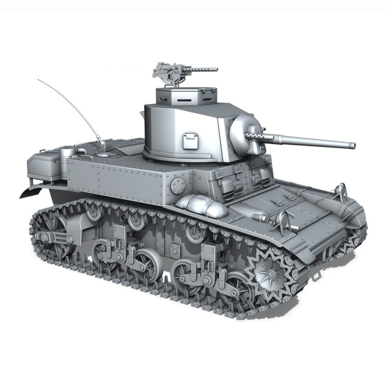 M3 Light Tank Stuart - Early Production 3D Model - FlatPyramid