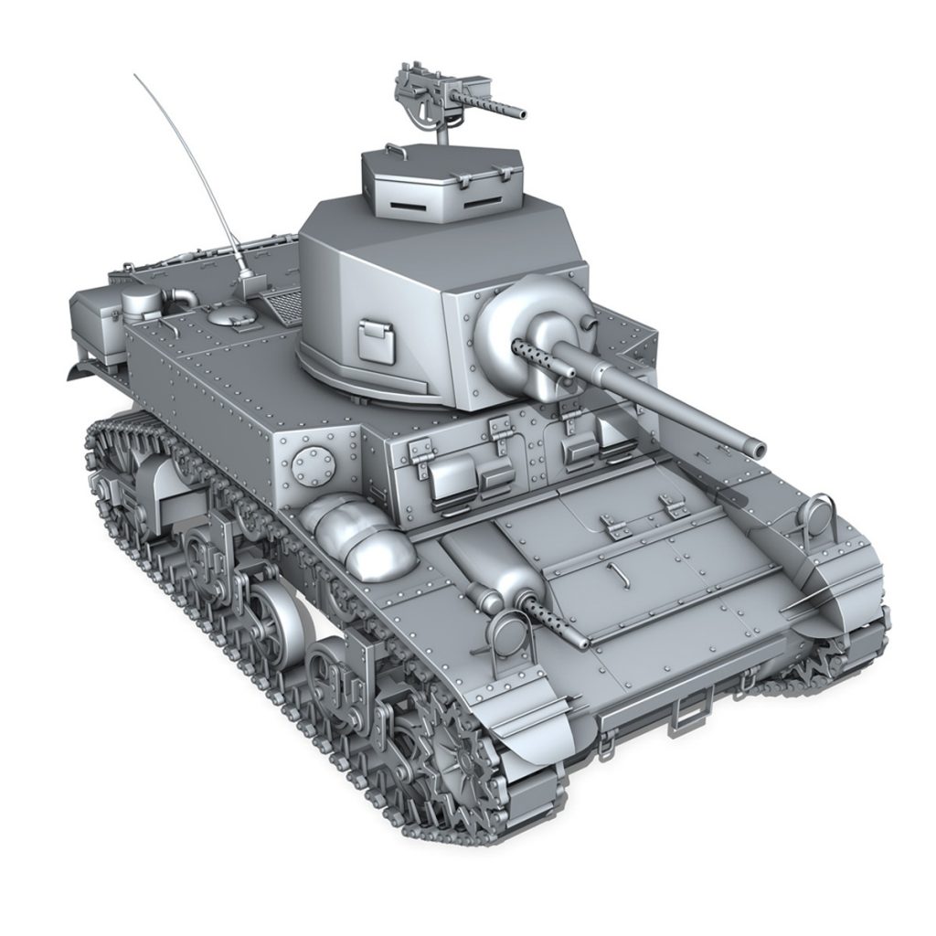 M3 Light Tank Stuart - Early Production 3D Model - FlatPyramid