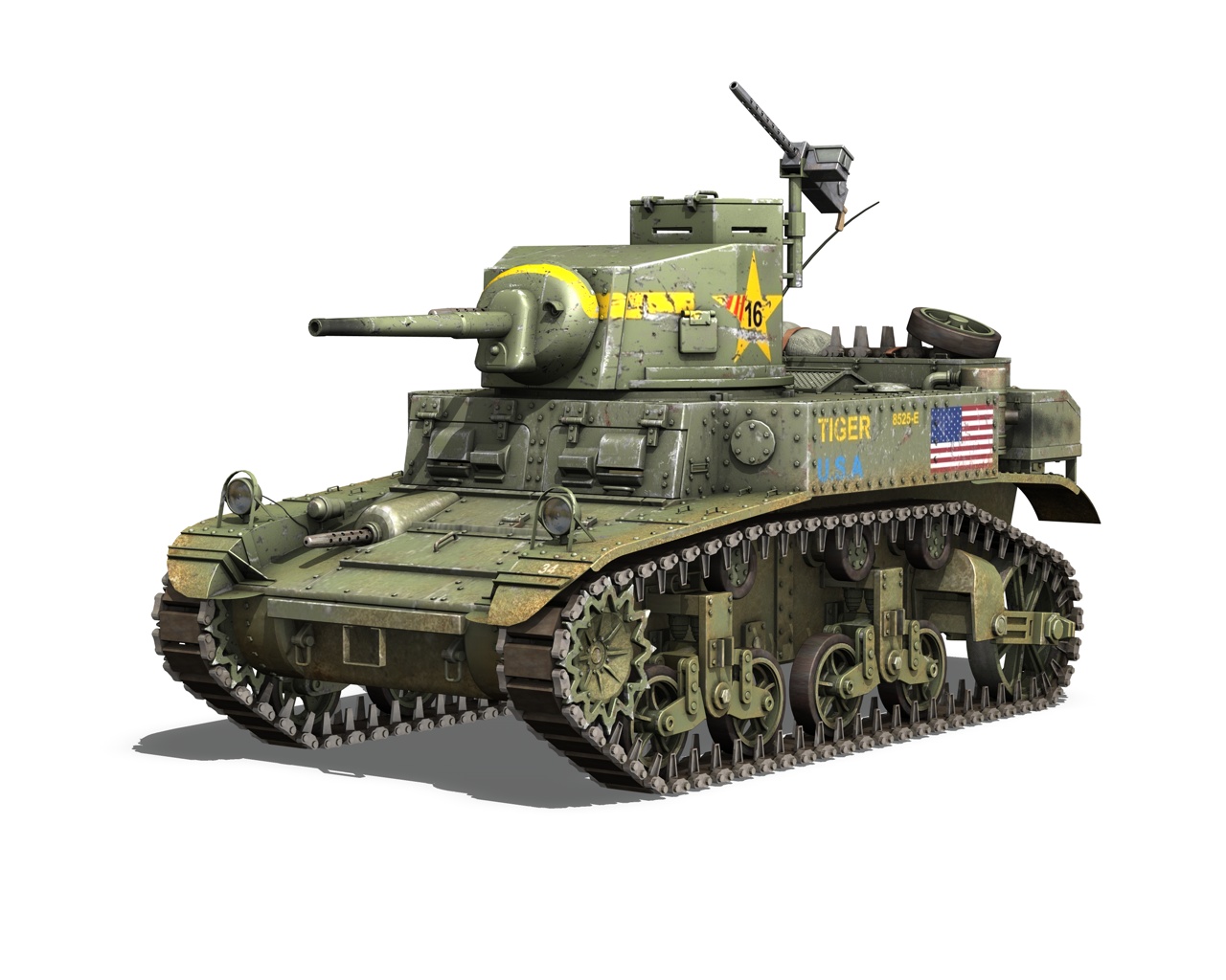M3 US Light Tank Stuart 3D Model - FlatPyramid