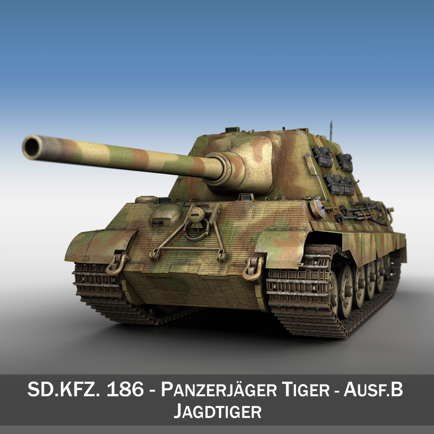 SD.KFZ 186 Jagdtiger Hunting Tiger v2 3D Model | FlatPyramid
