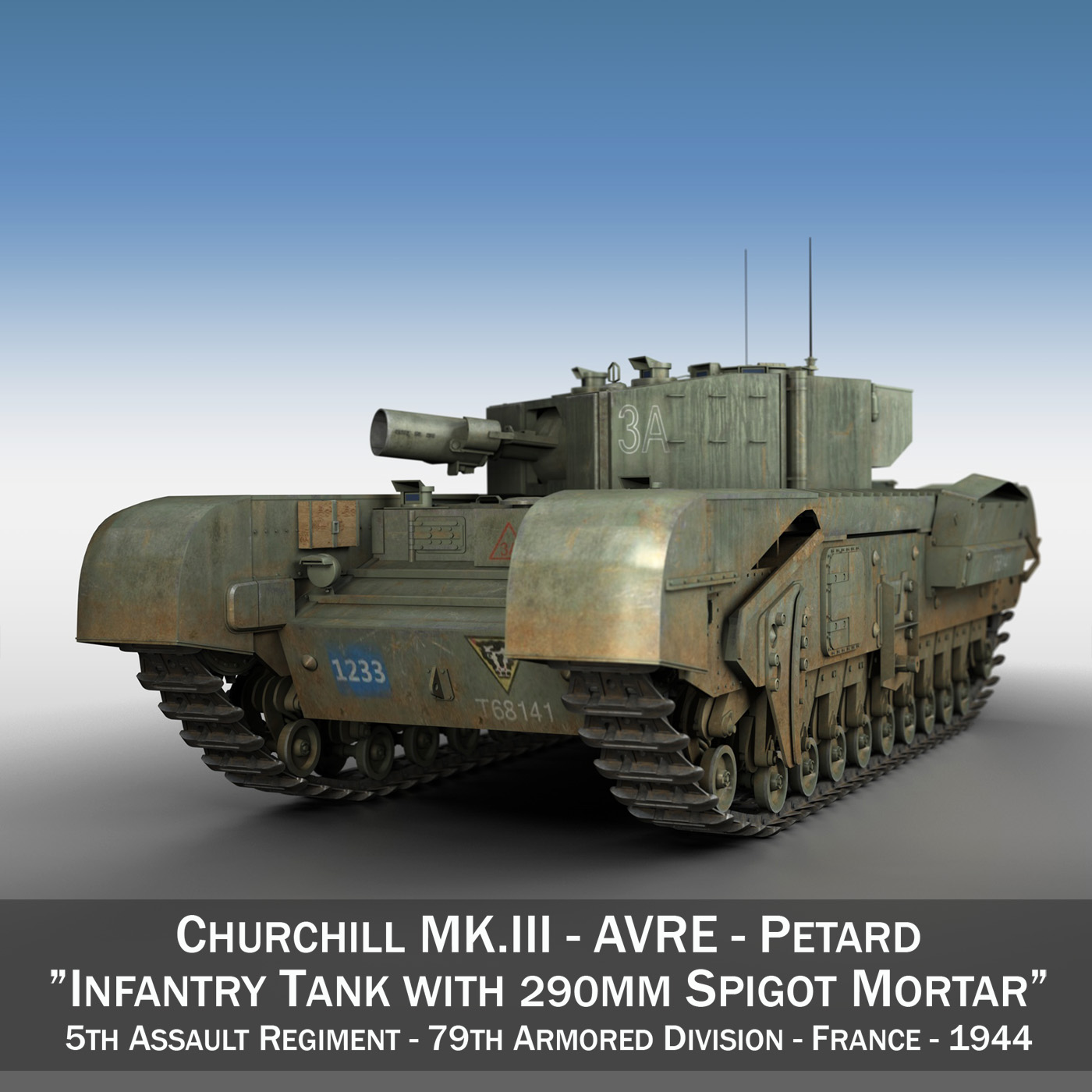 Churchill MK.III AVRE - 79 AD 3D Model – Buy Churchill MK.III AVRE - 79 ...