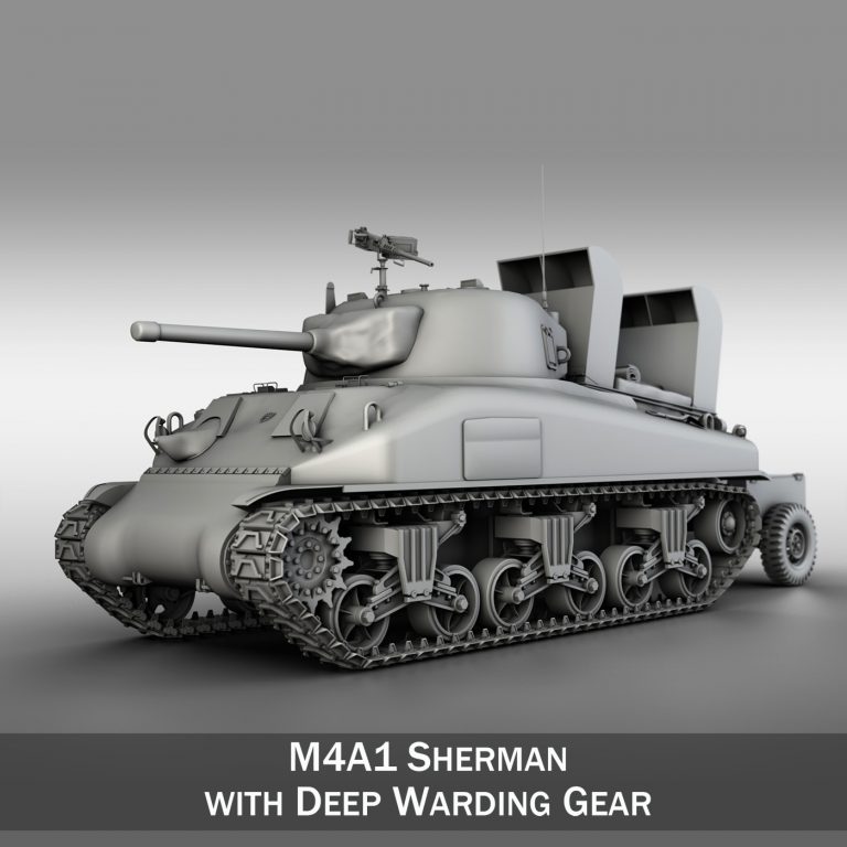 M4A1 Sherman with Deep wading gear 3D Model - FlatPyramid