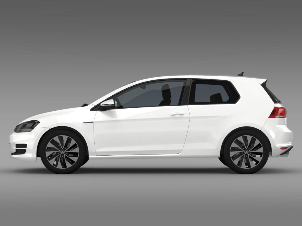 VW Golf TDI BlueMotion 3 door 2015 3D Model - FlatPyramid