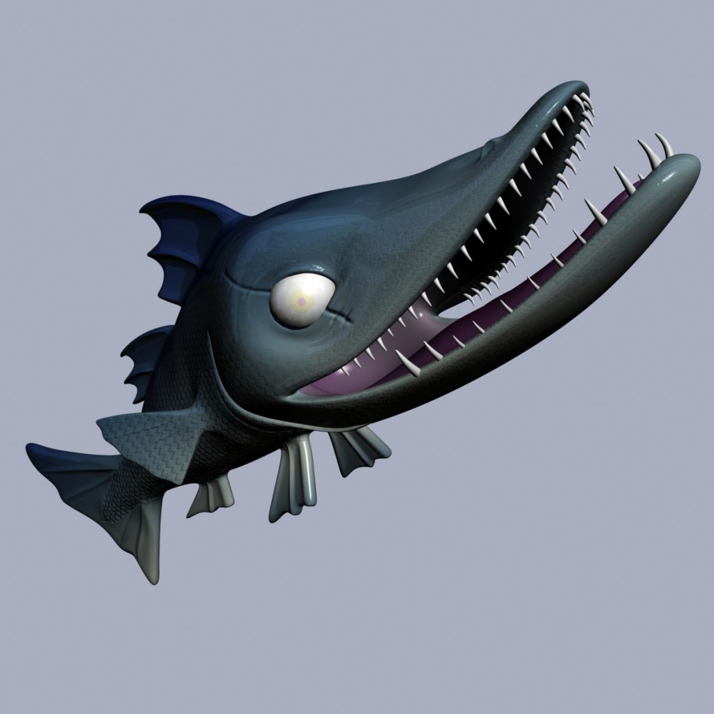 cartoon Barracuda Fish RIGGED 3D Model - FlatPyramid