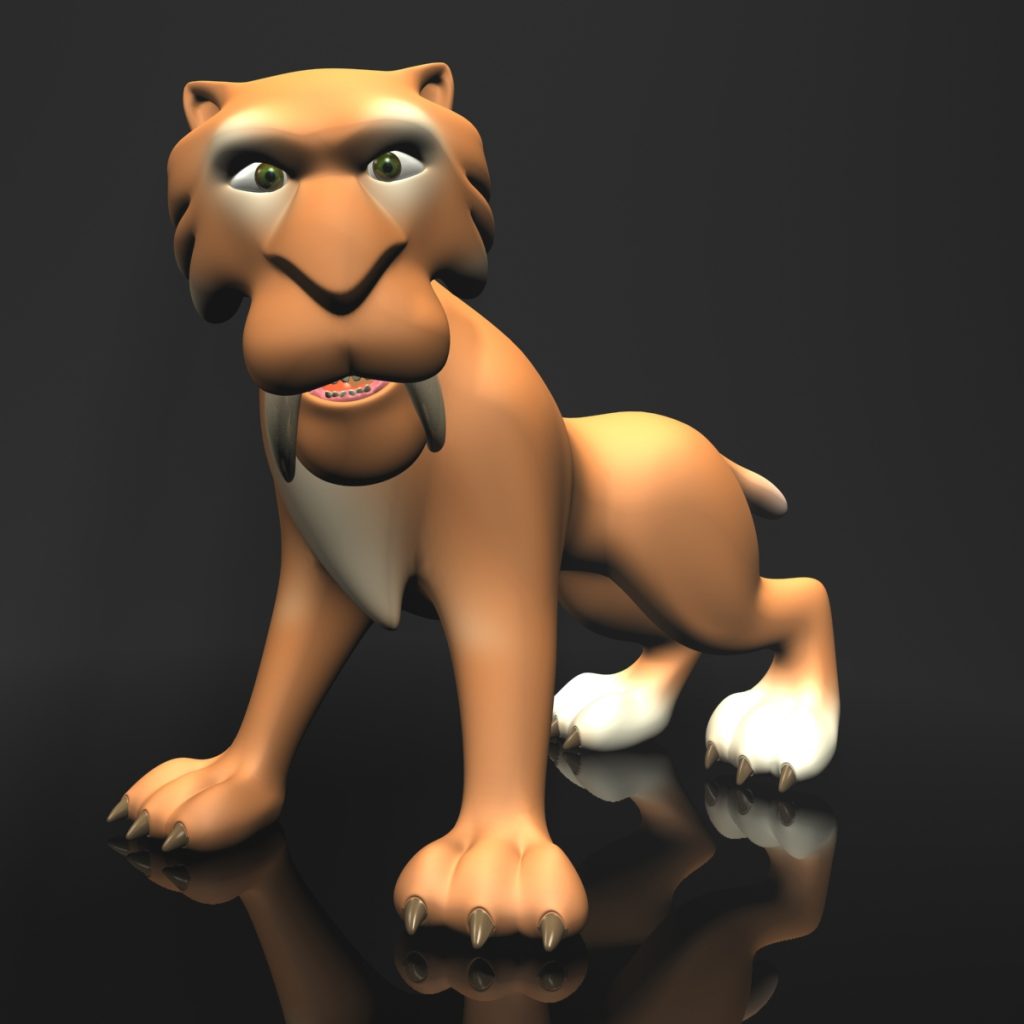 Cartoon Sabertooth Tiger RIGGED 3D Model - FlatPyramid