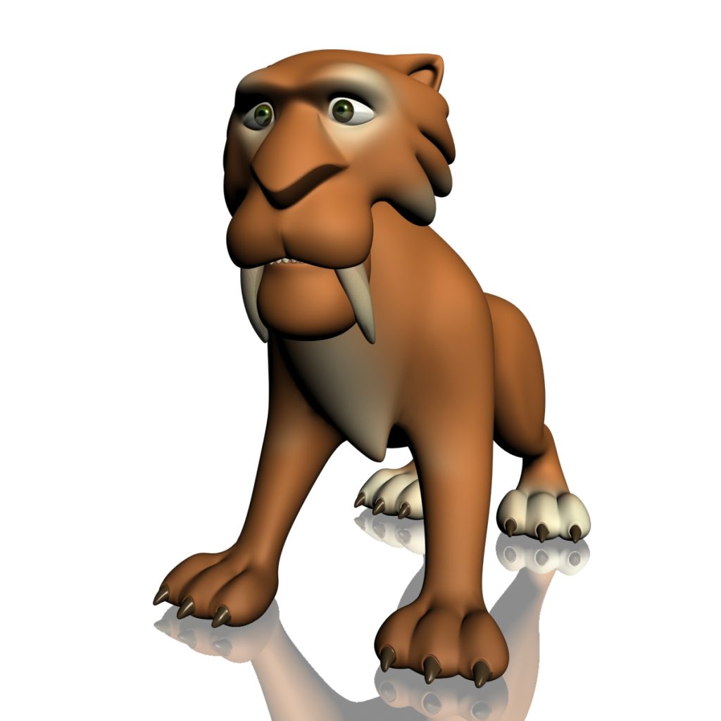 Cartoon Sabertooth Tiger RIGGED 3D Model - FlatPyramid