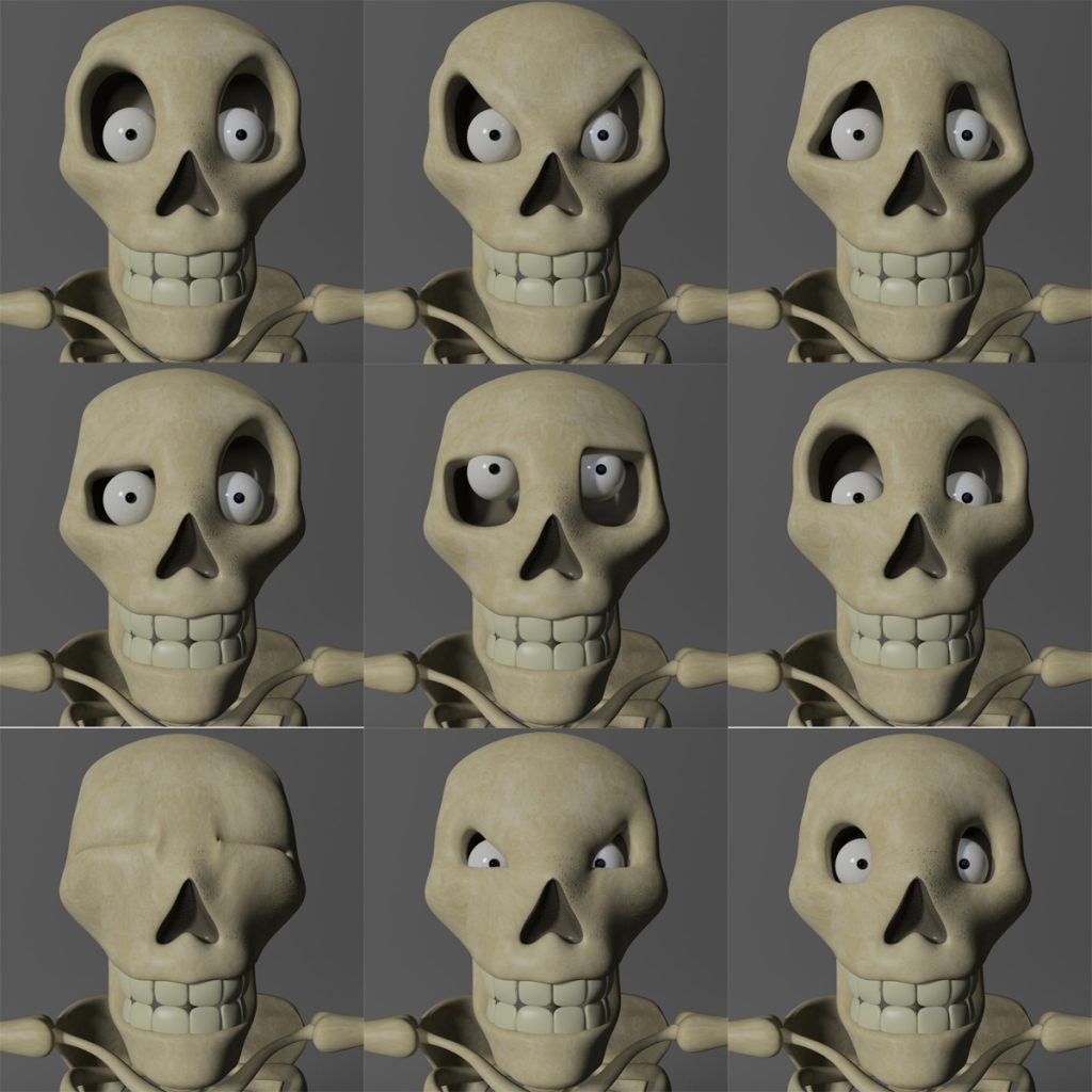 Cartoon Skeleton Rigged 3D Model - FlatPyramid