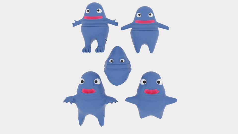 Fat Blob Monster 3D Model - FlatPyramid