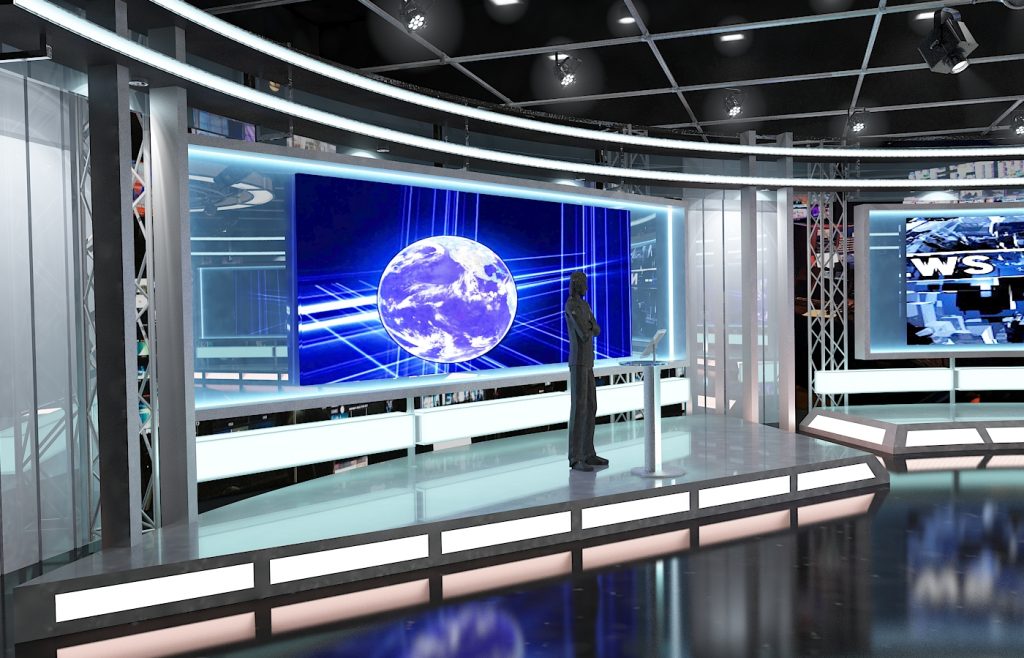 Virtual TV Studio News Set 1 3D Model - FlatPyramid