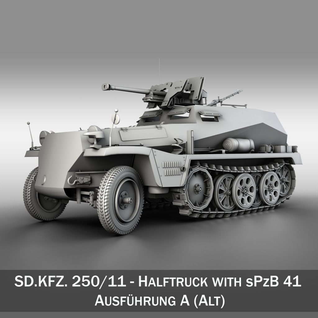 SDKFZ 250 - Halftruck with sPzB 41 3D Model - FlatPyramid