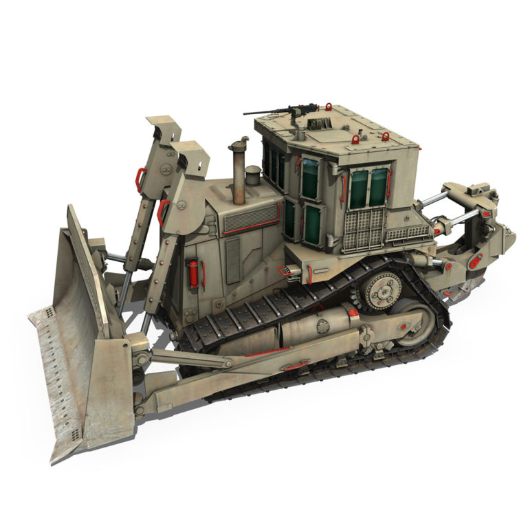 IDF Armored CAT D9R Bulldozer 3D Model - FlatPyramid