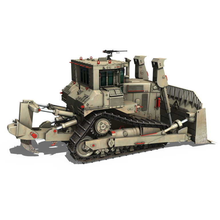 IDF Armored CAT D9R Bulldozer 3D Model - FlatPyramid