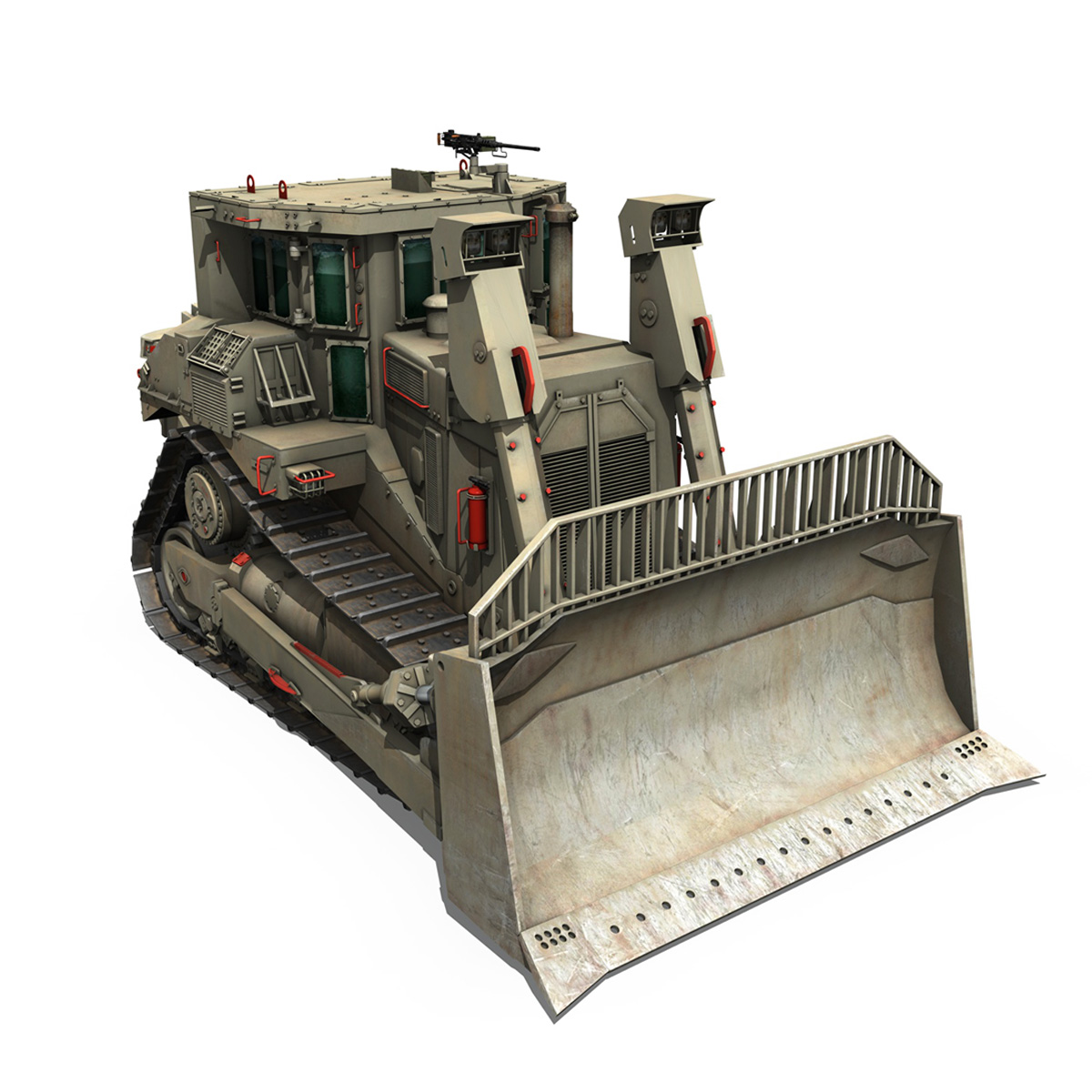 IDF Armored CAT D9R Bulldozer 3D Model - FlatPyramid