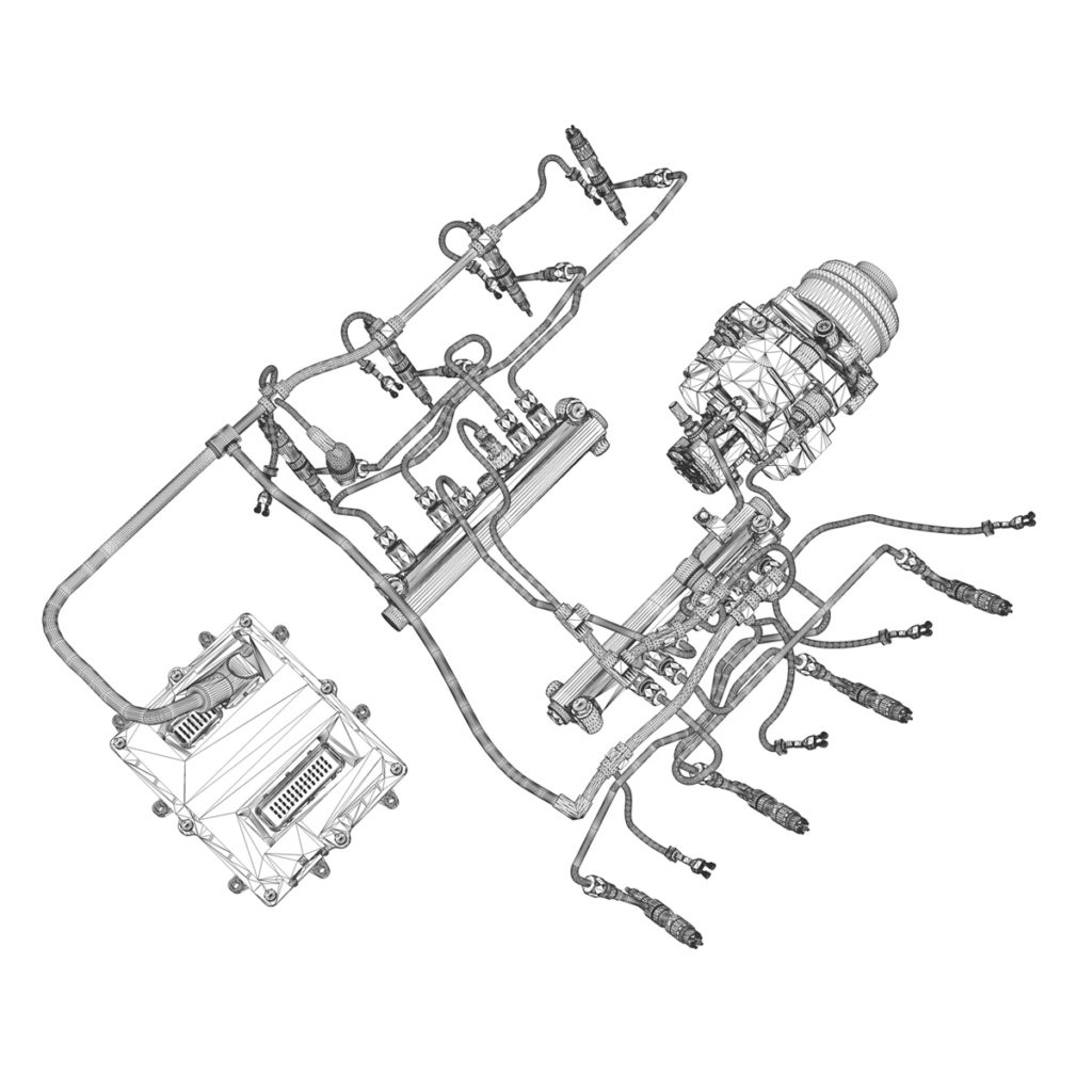 Injection System of a V8 engine 3D Model - FlatPyramid