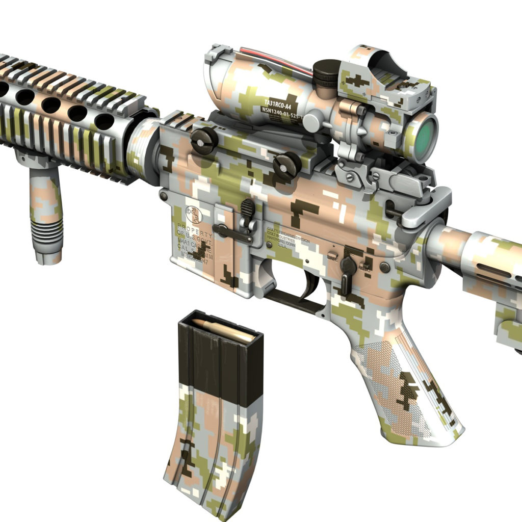 Colt M4A1 Sopmod ACOG Camouflage 3D Model - FlatPyramid