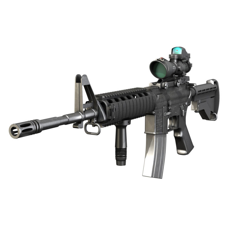 Colt M4A1 Sopmod ACOG 3D Model - FlatPyramid