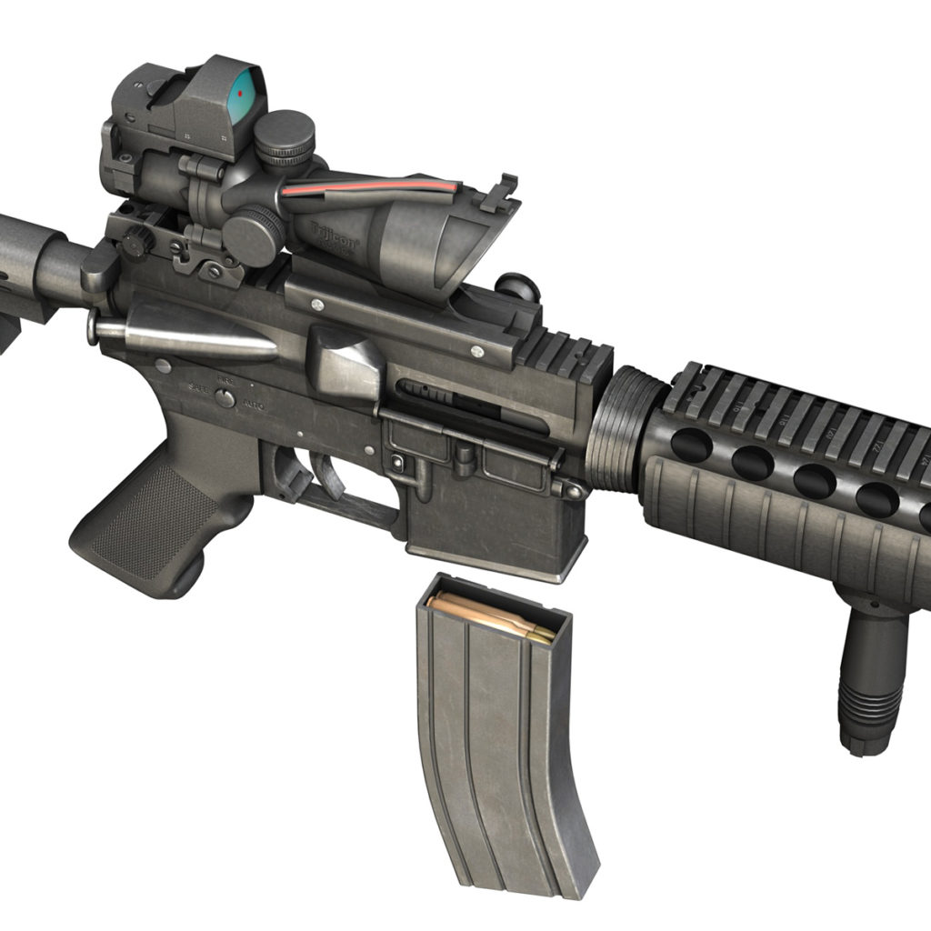 Colt M4A1 Sopmod ACOG 3D Model - FlatPyramid