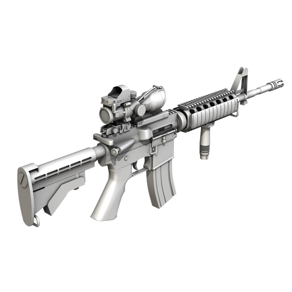 Colt M4A1 Sopmod ACOG 3D Model - FlatPyramid