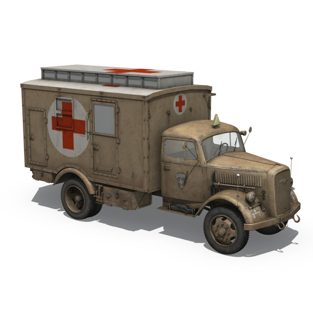 Opel Blitz - 3t Ambulance Truck - 21 PzDiv 3D Model - FlatPyramid