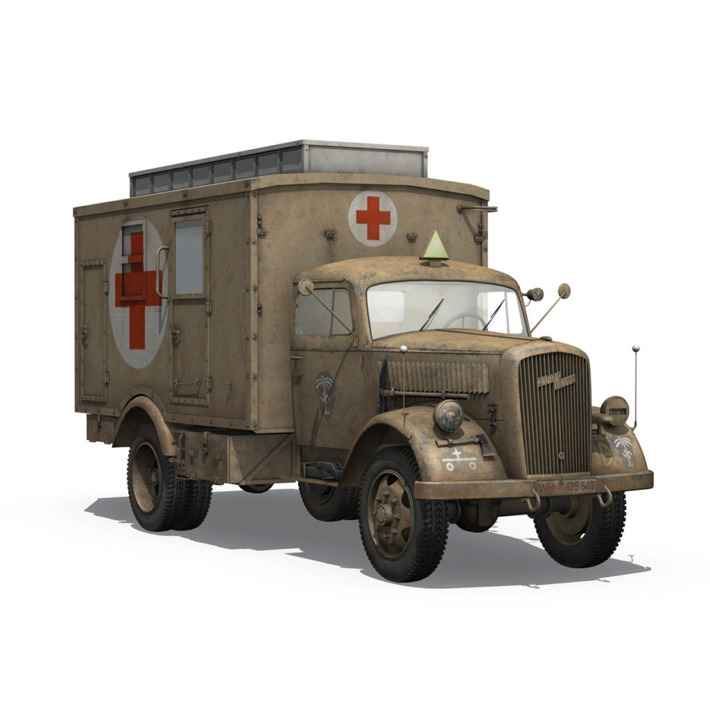 Opel Blitz - 3t Ambulance Truck - 21 PzDiv 3D Model - FlatPyramid