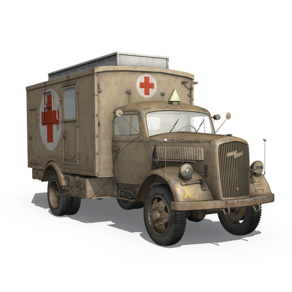 Opel Blitz - 3t Ambulance Truck - 2 PzDiv 3D Model - FlatPyramid