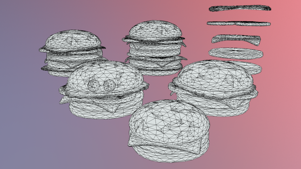 Lowpolyart burger cheeseburger constructor 3D Model - FlatPyramid