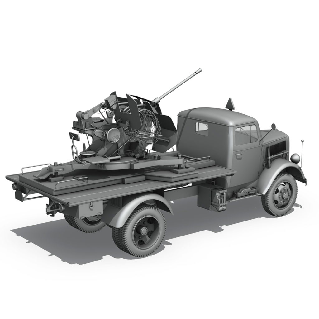 Opel Blitz with 2cm Flak 38 3D Model - FlatPyramid