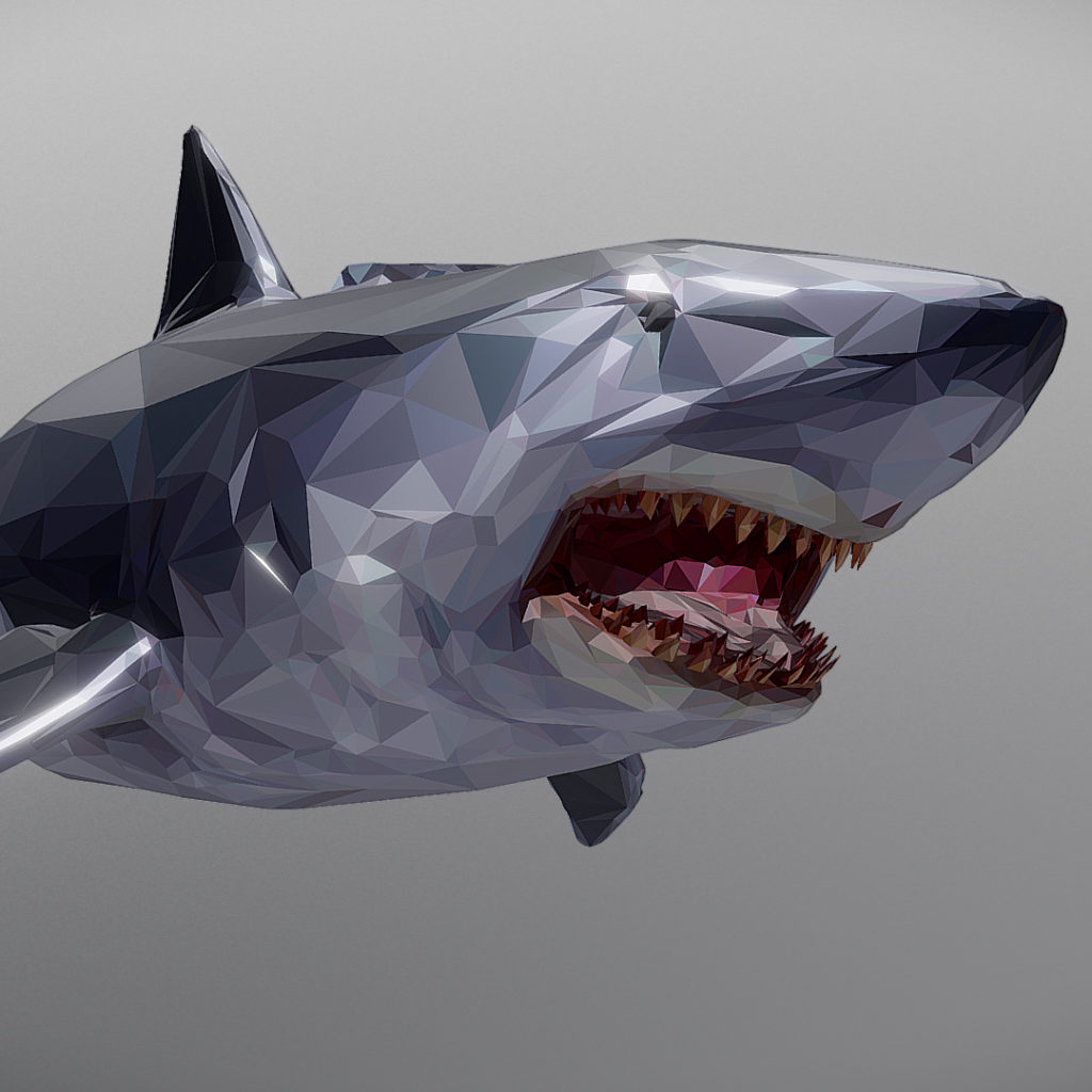 Dark Shark Low Polygon 3D Model - FlatPyramid