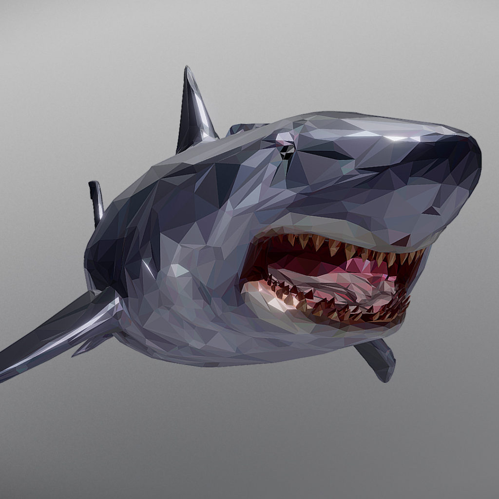Dark Shark Low Polygon 3D Model - FlatPyramid