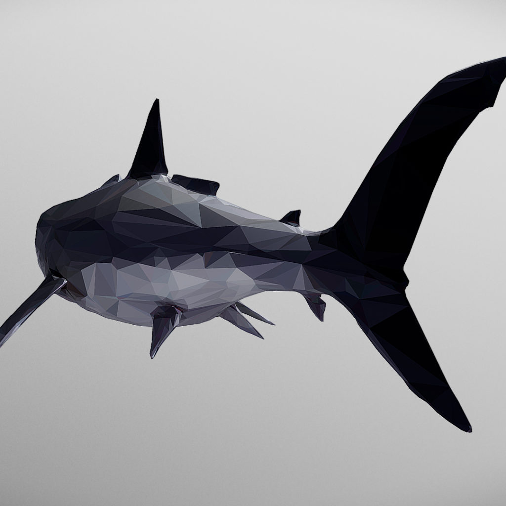 Dark Shark Low Polygon 3D Model - FlatPyramid