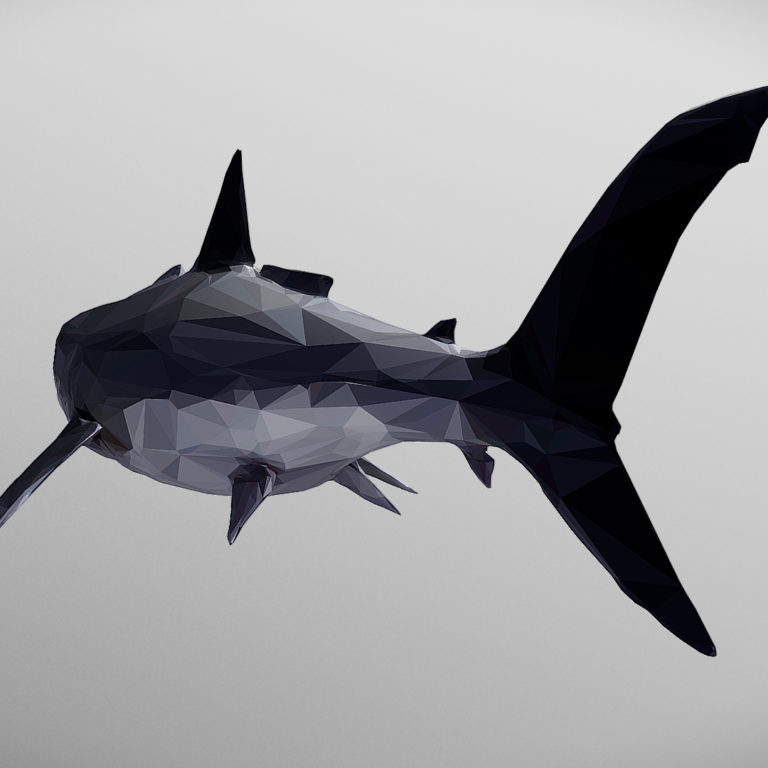 Dark Shark Low Polygon 3D Model - FlatPyramid