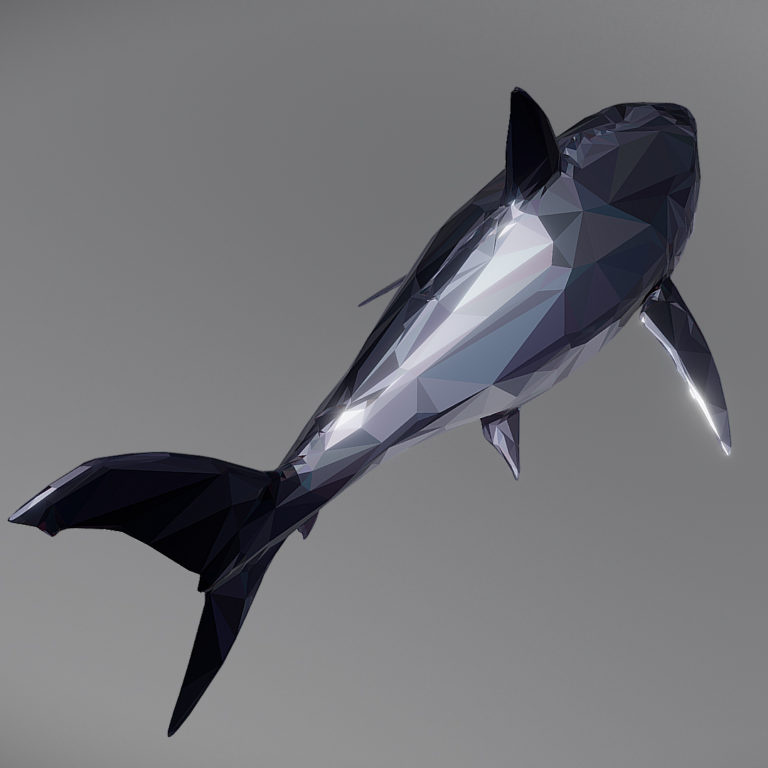 Dark Shark Low Polygon 3D Model - FlatPyramid