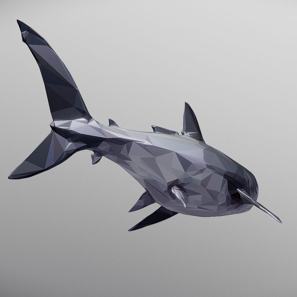 Dark Shark Low Polygon 3D Model - FlatPyramid