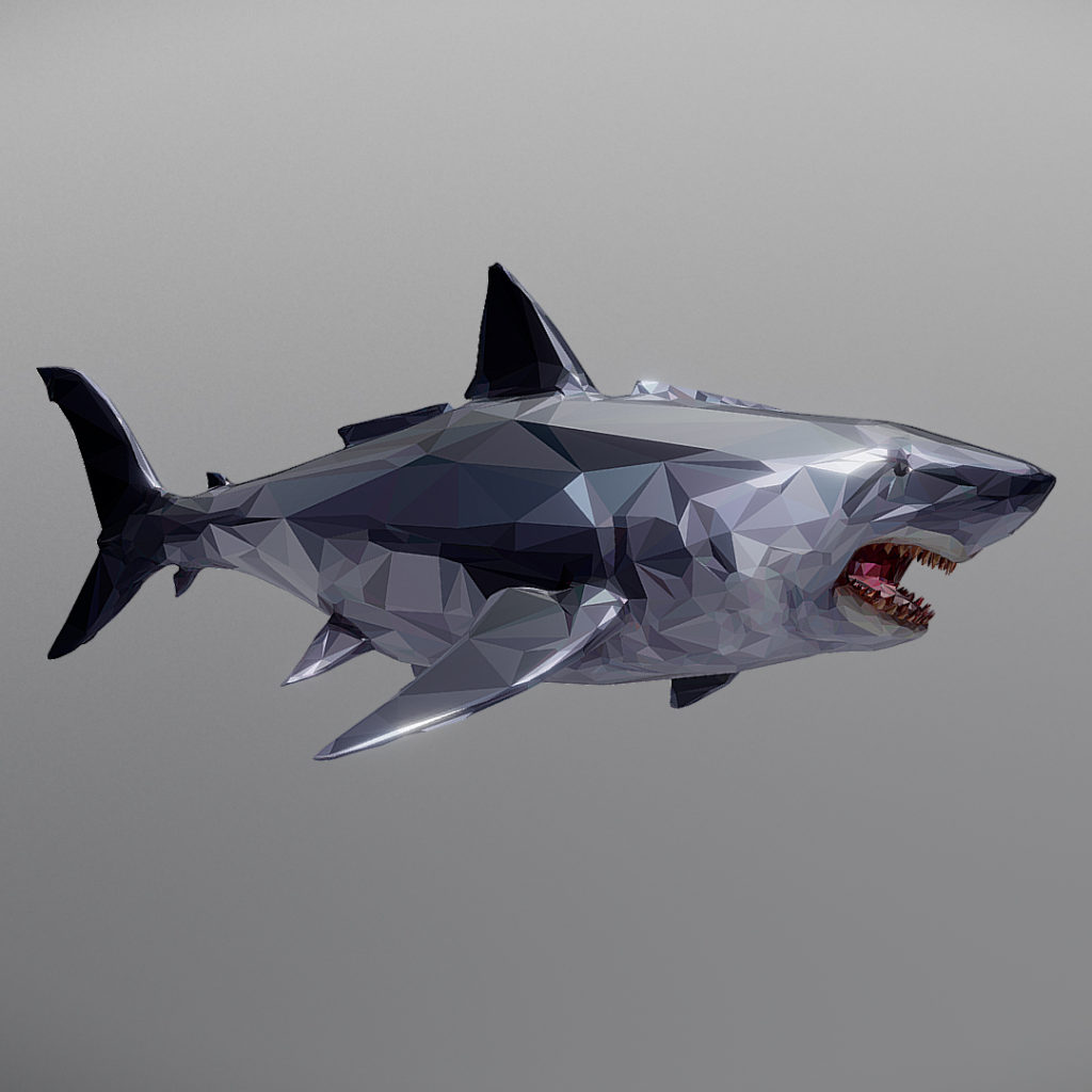 Dark Shark Low Polygon 3D Model - FlatPyramid