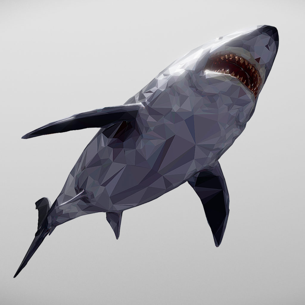 Dark Shark Low Polygon 3D Model - FlatPyramid