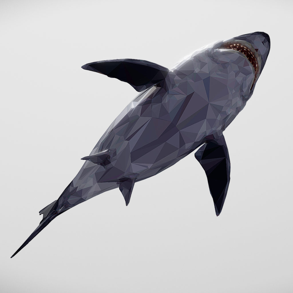 Dark Shark Low Polygon 3D Model - FlatPyramid