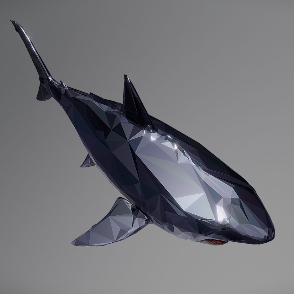 Dark Shark Low Polygon 3D Model - FlatPyramid