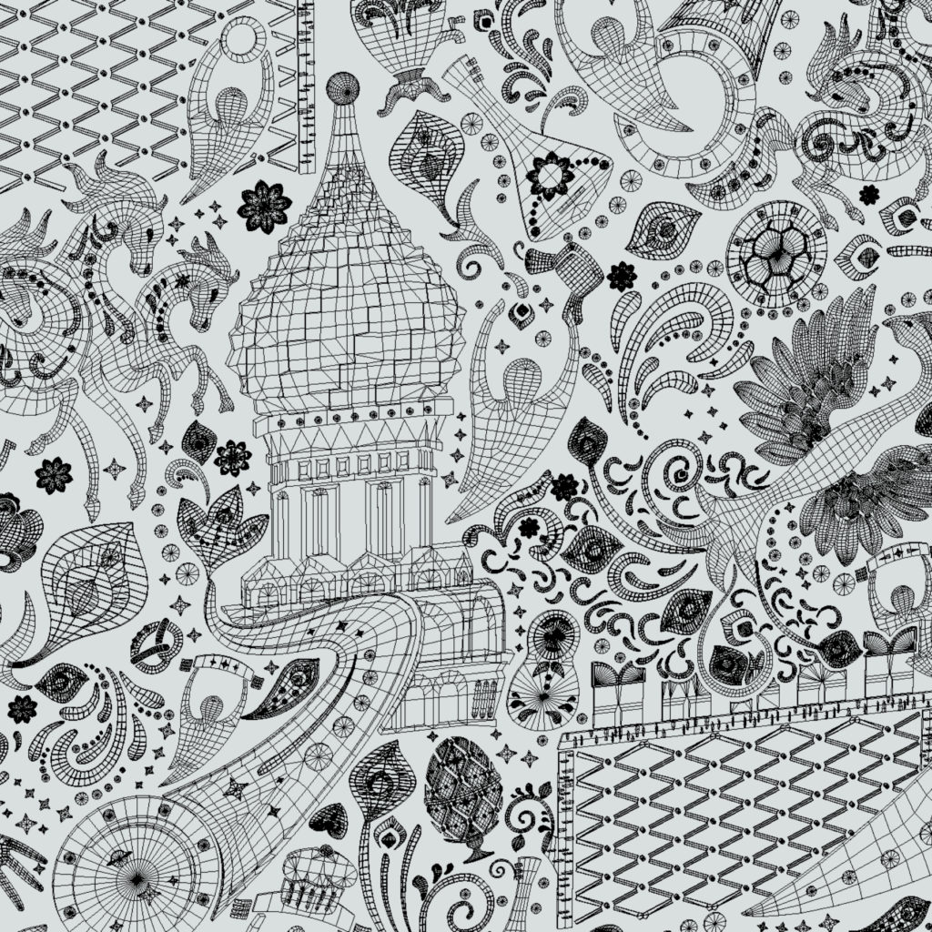 Russian geometric tile ornament decoration beige 3D Model - FlatPyramid