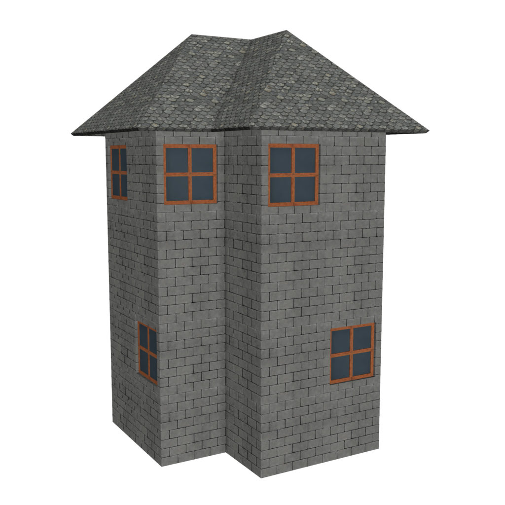 Modular Brick House Set 3D Model - FlatPyramid