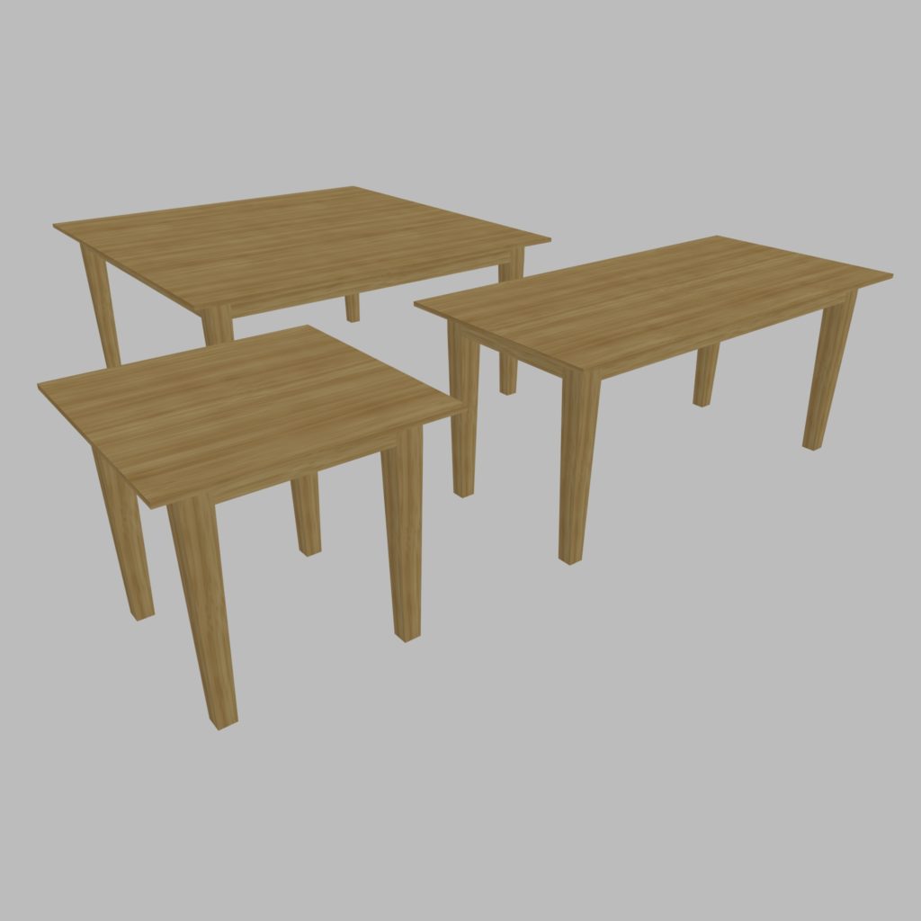 Table - Three Sizes 3D Model - FlatPyramid