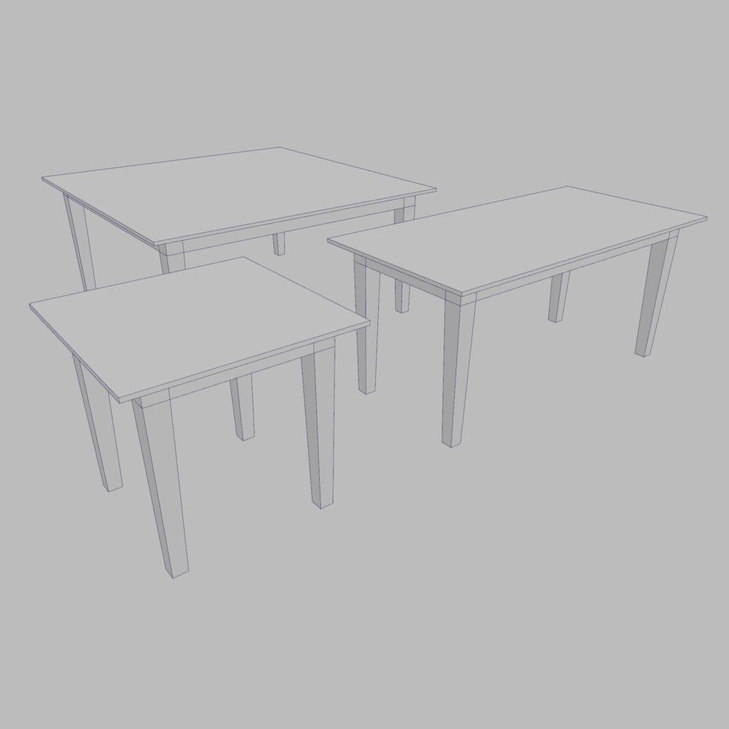 Table - Three Sizes 3D Model - FlatPyramid