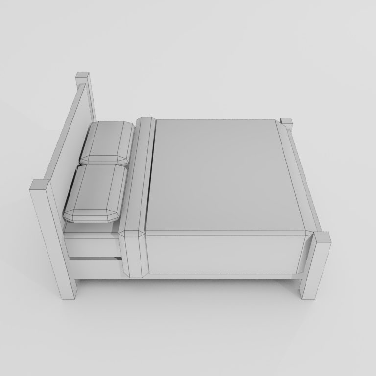 Double Bed 3d Model Flatpyramid