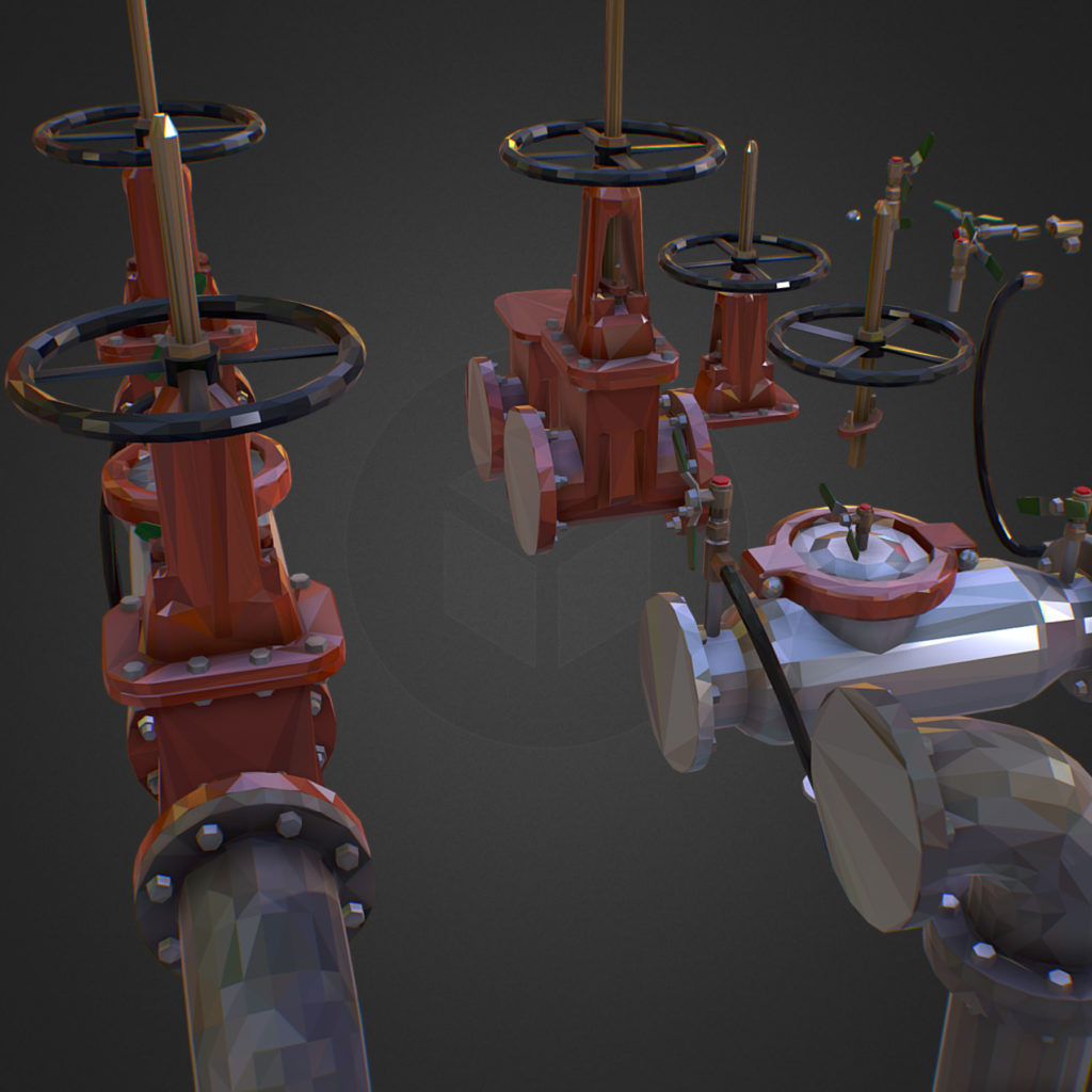 Low Poly ART Backflow Water Pipe Constructor 3D Model - FlatPyramid