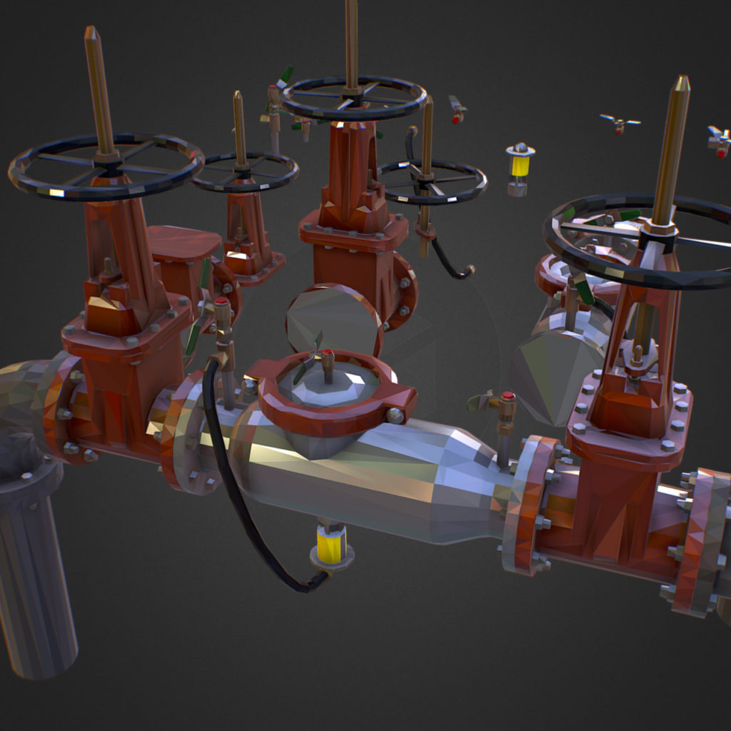Low Poly ART Backflow Water Pipe Constructor 3D Model - FlatPyramid