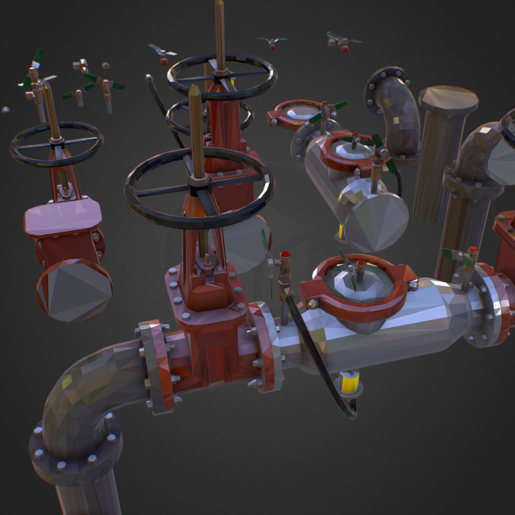 Low Poly ART Backflow Water Pipe Constructor 3D Model - FlatPyramid