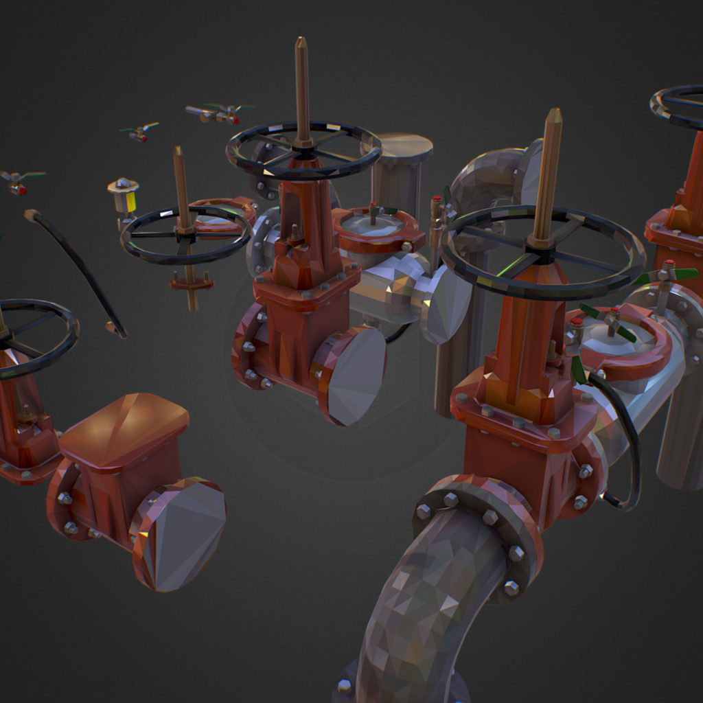 Low Poly ART Backflow Water Pipe Constructor 3D Model - FlatPyramid