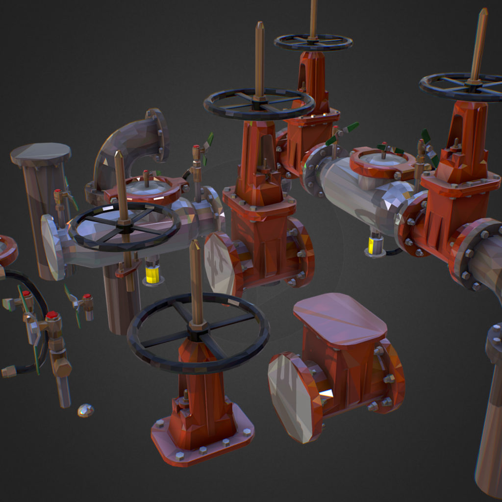 Low Poly ART Backflow Water Pipe Constructor 3D Model - FlatPyramid