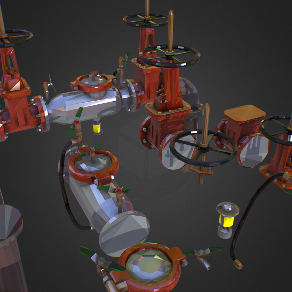 Low Poly ART Backflow Water Pipe Constructor 3D Model - FlatPyramid
